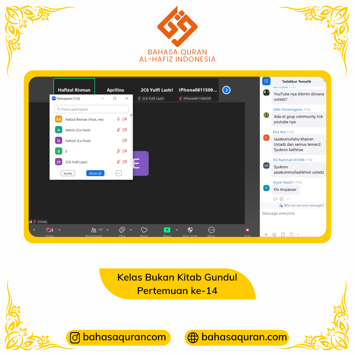 Kelas Bukan Kitab Gundul ke 14 - Yayasan Bahasa Quran Al Hafiz Indonesia
